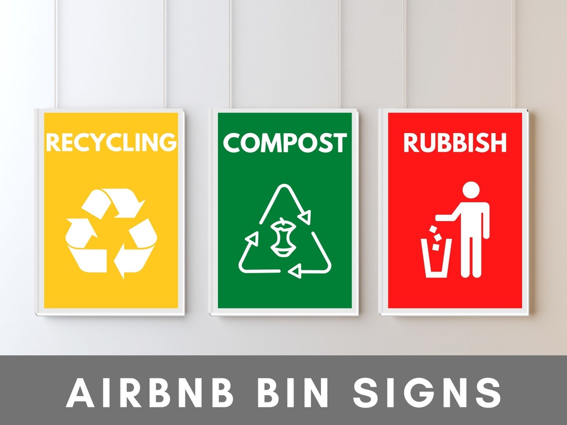 Airbnb Signs | Recycling Rubbish Compost Signs | Editable Airbnb ...