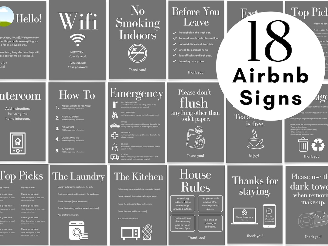 Airbnb Sign Bundle | Airbnb Signage | Signs for Airbnb | Vacation Home ...