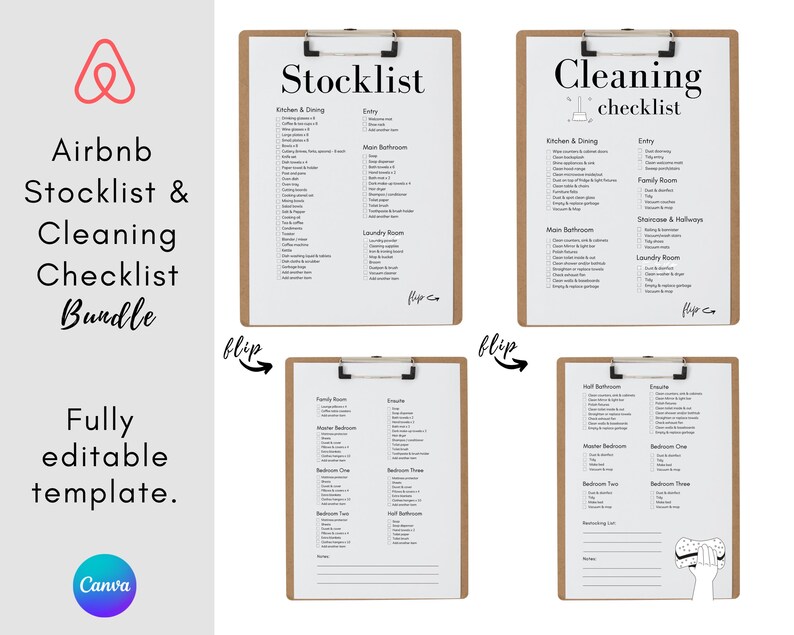 Airbnb Stocklist and Cleaning Checklist Bundle, Airbnb Cleaning List ...