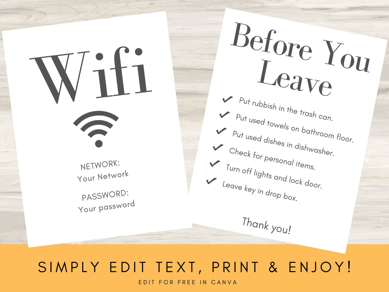 Airbnb Sign Bundle | Airbnb Signage | Signs for Rental Home | Wifi Sign ...