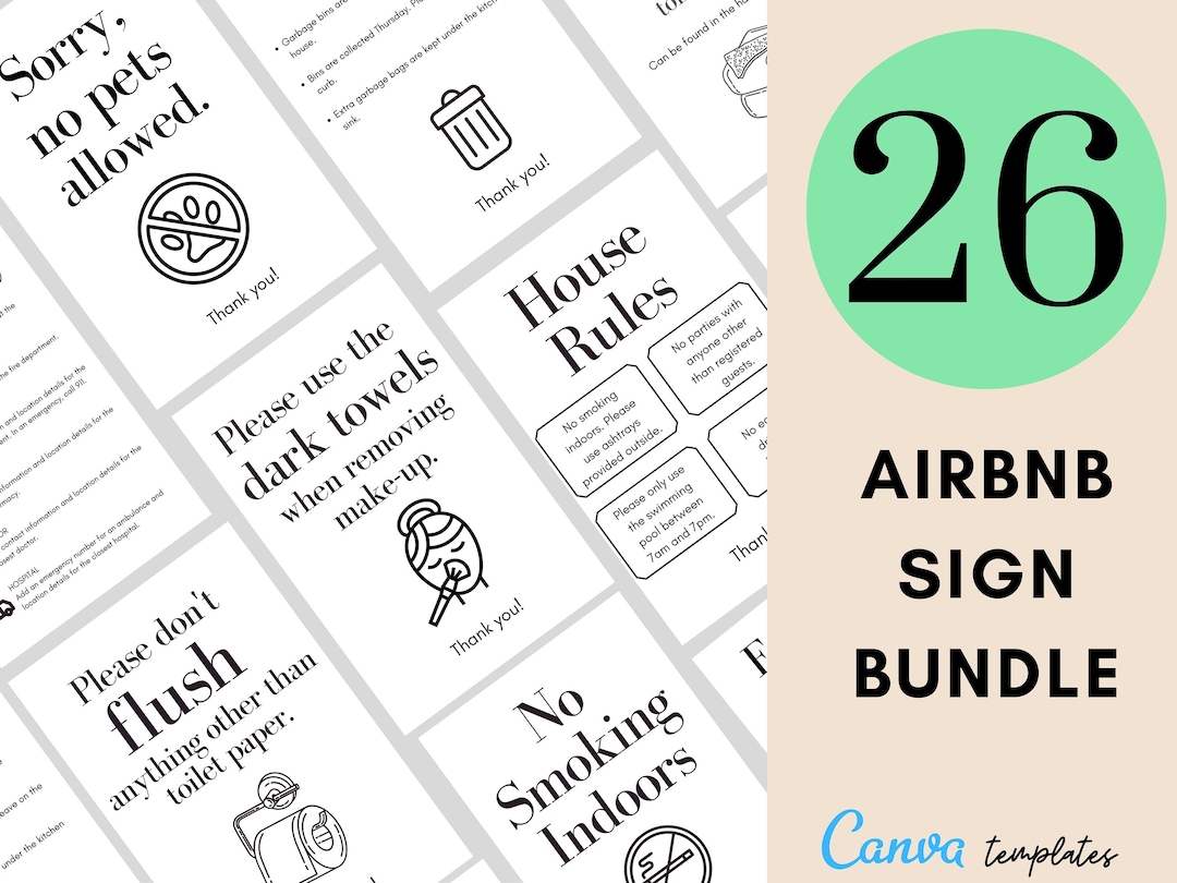 Airbnb Sign Templates 26, Airbnb Signage, Signs for Rental Home, Wifi ...