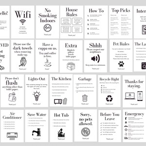 Airbnb Sign Bundle of 26, Airbnb Signage, Signs for Rental Home, Wifi ...