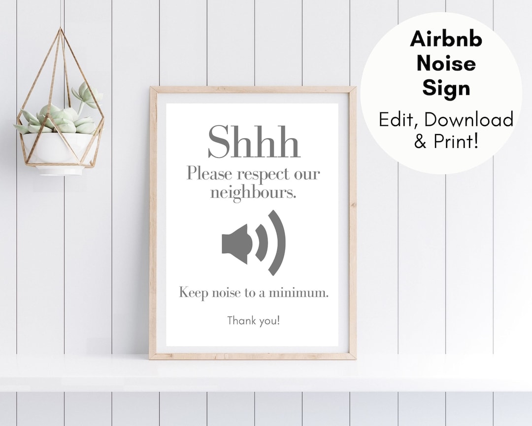 Airbnb Quiet Please Sign | Airbnb Noise Rules Sign | Airbnb Template ...