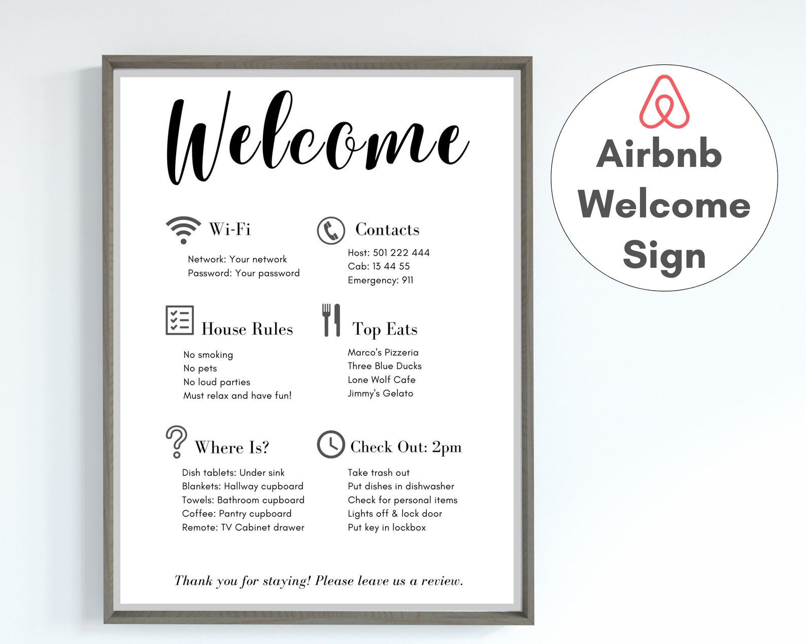 Airbnb Welcome Sign Airbnb Template. Rental Home Signage. - Etsy