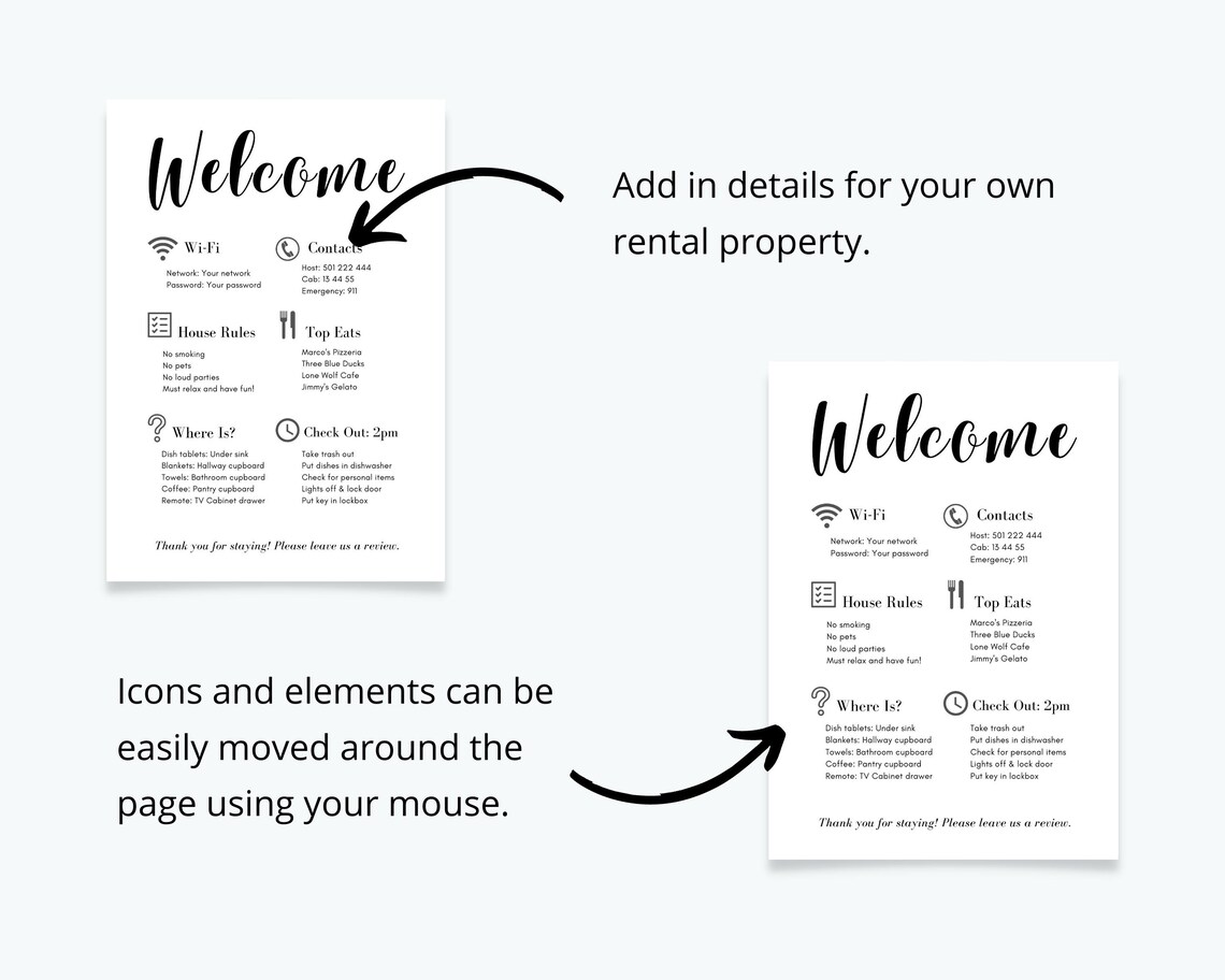 Airbnb Welcome Sign Airbnb Template. Rental Home Signage. - Etsy
