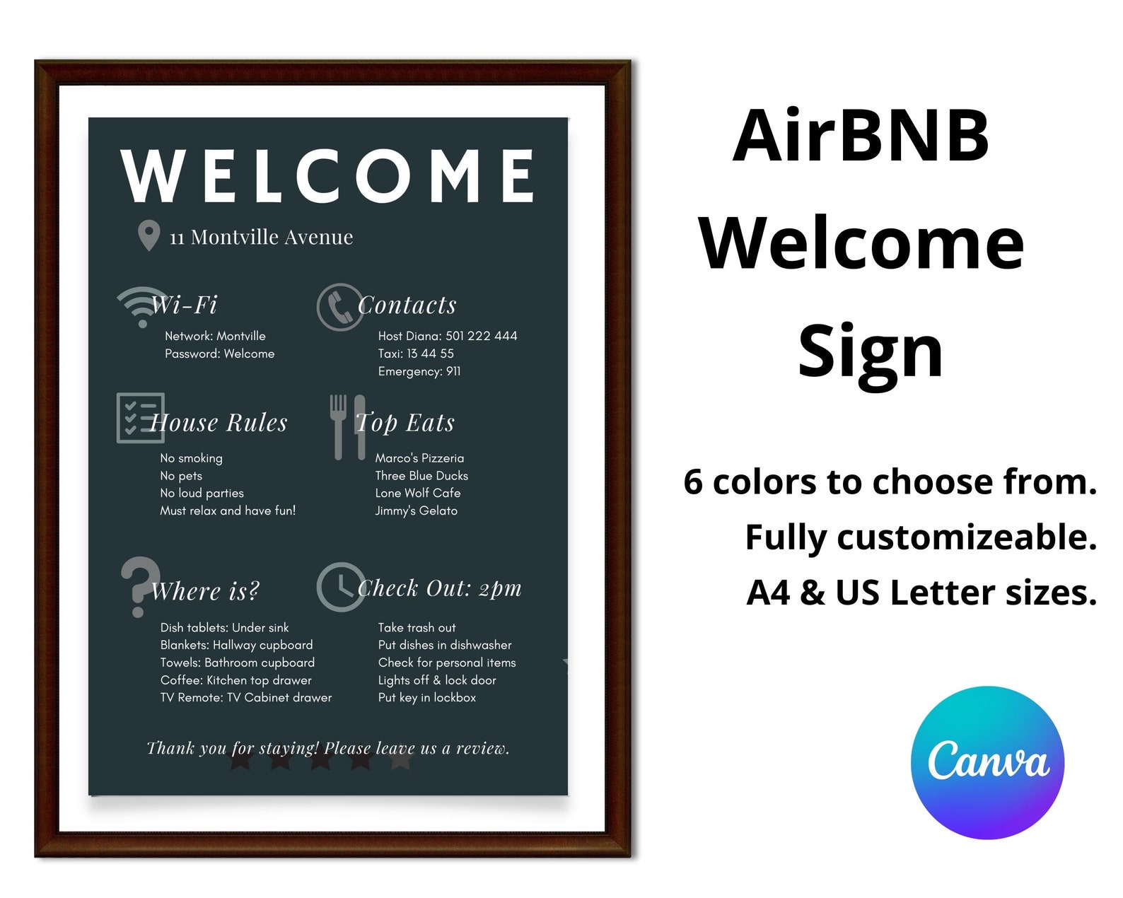 Airbnb Welcome Sign | Airbnb Template | Airbnb Signage | Airbnb Signs ...