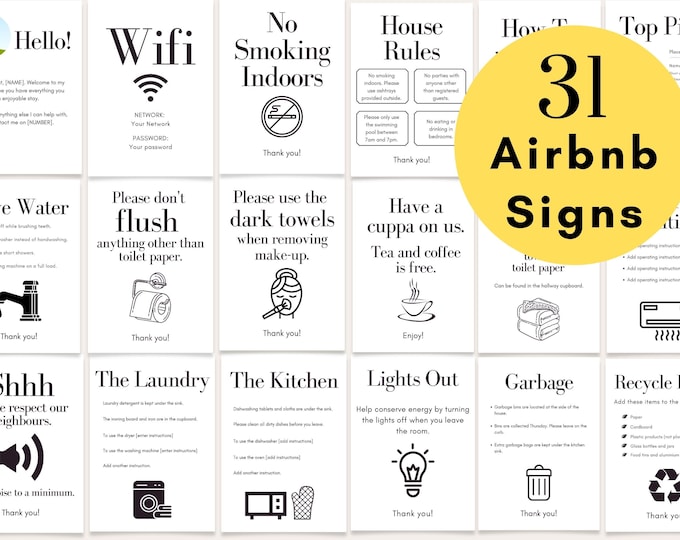 Airbnb Signs Set of 3, Airbnb Signage, Airbnb Sign Templates, Wifi ...