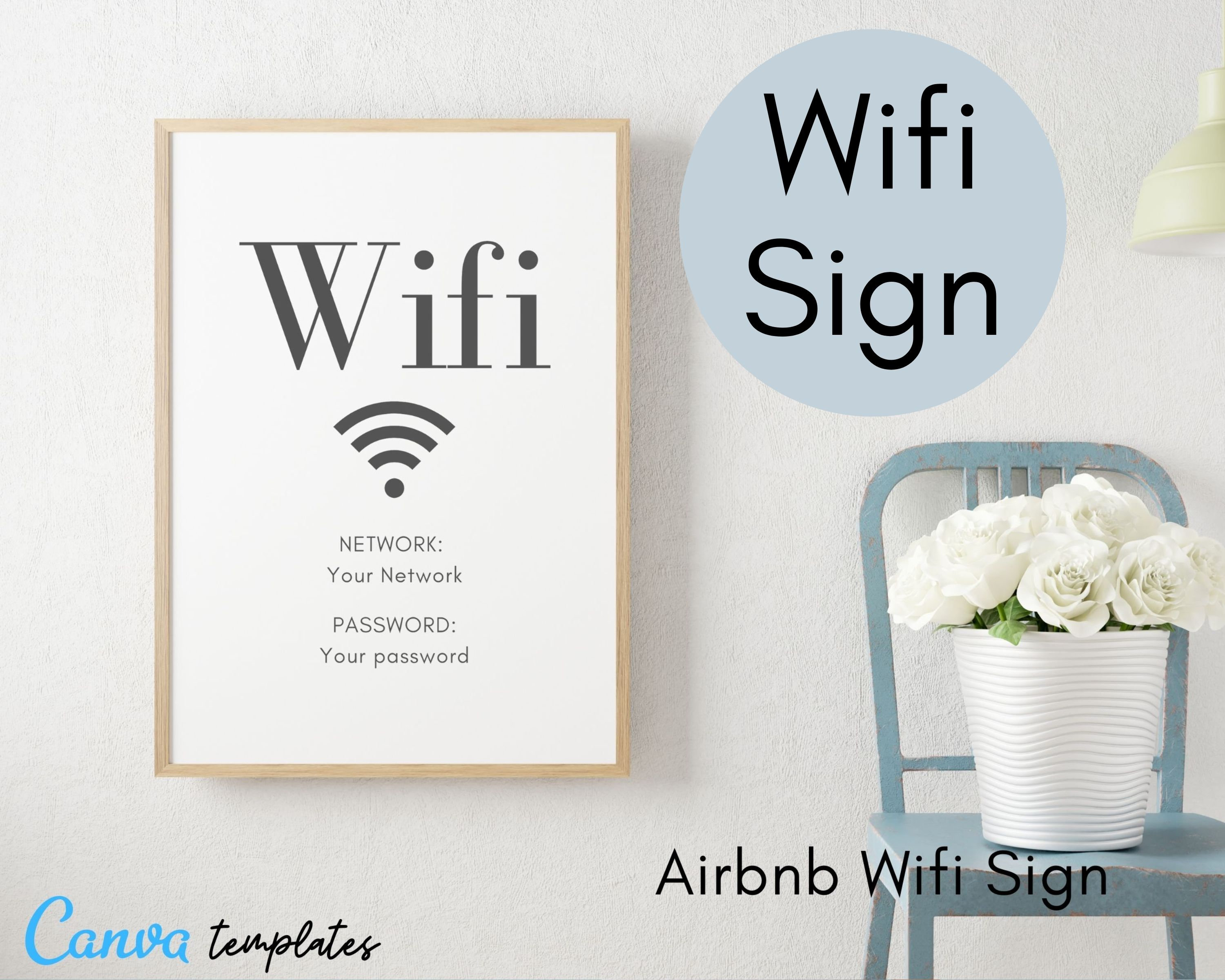 Airbnb Wifi Sign Template | Printable Airbnb Wifi Sign | Airbnb Signage ...
