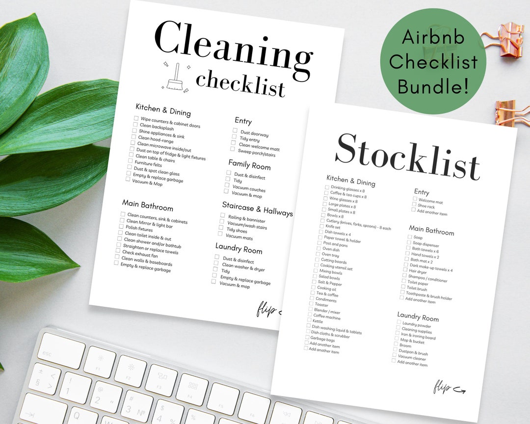 Airbnb Stocklist and Cleaning Checklist Bundle, Airbnb Cleaning List ...