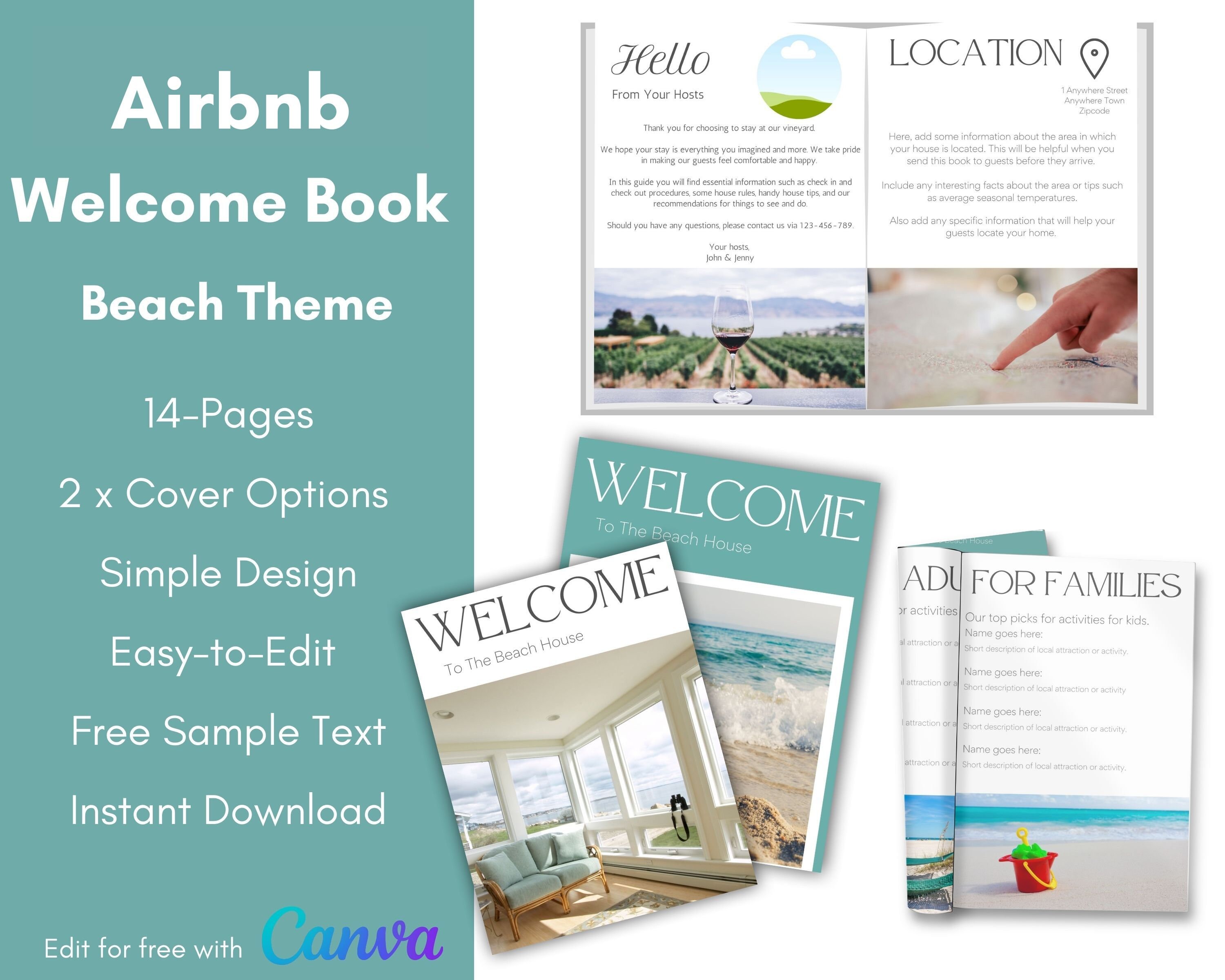 Airbnb Welcome Book Beach House, Airbnb Beach Theme, Airbnb Template ...
