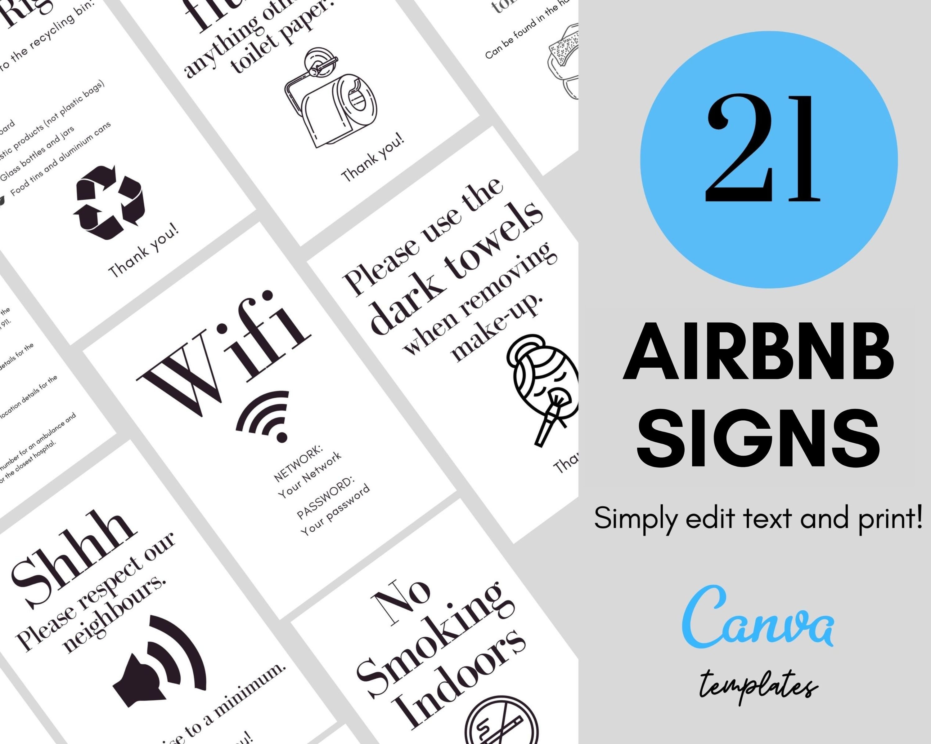 Airbnb Sign Bundle | Airbnb Signage | Wifi Sign | Airbnb Welcome Sign ...