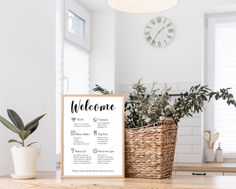 Airbnb Welcome Sign, Airbnb Template. Rental Home Signage. Airbnb Sign ...