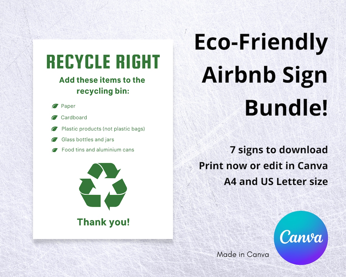 Eco-friendly Airbnb Sign Bundle | Airbnb Signage | Signs for Rental ...