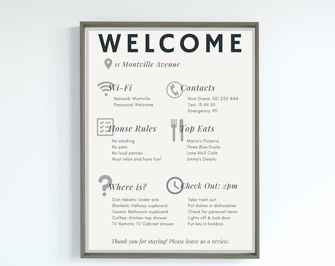 Airbnb Signs Set of 3, Airbnb Signage, Airbnb Sign Templates, Wifi ...