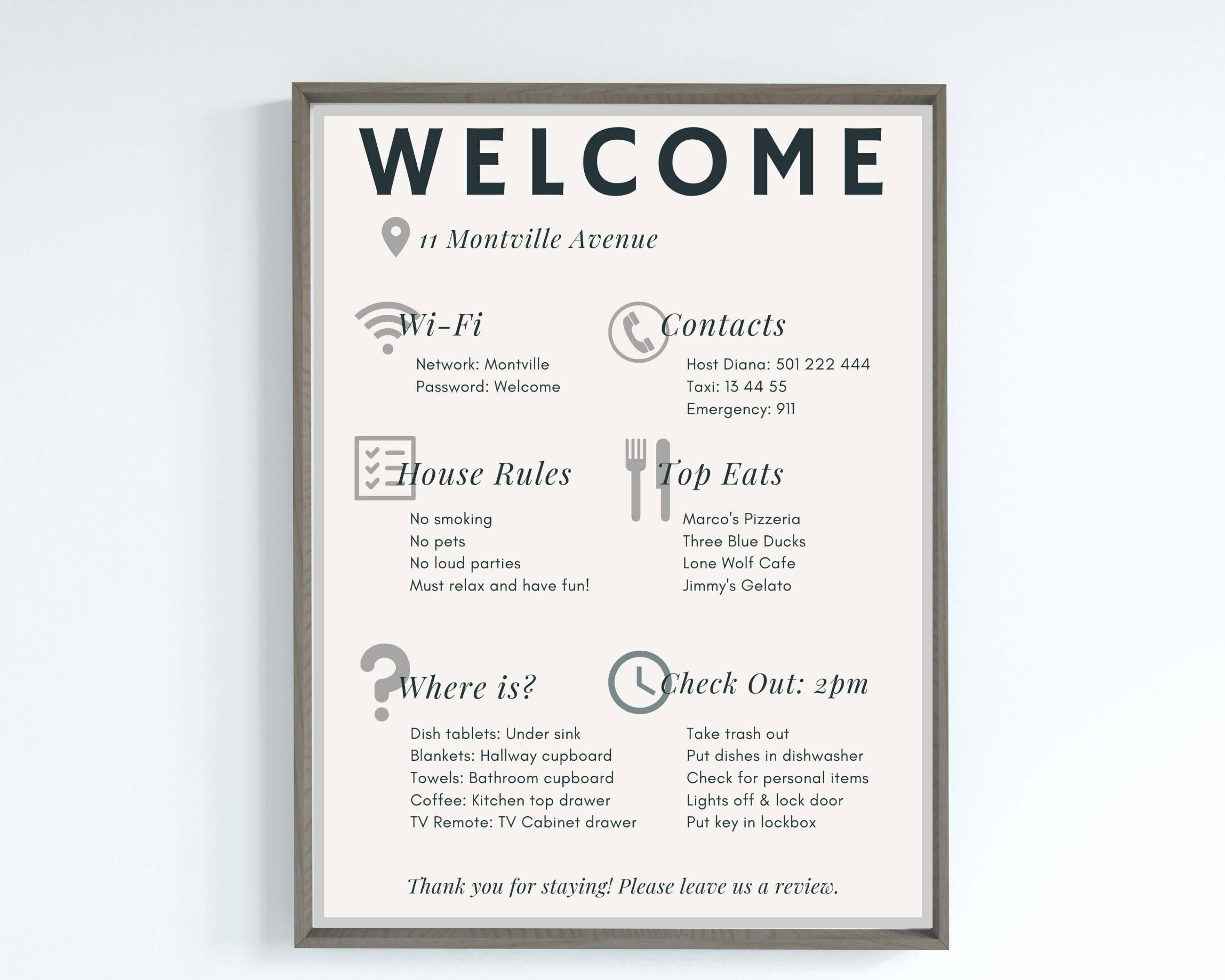 Airbnb Welcome Sign | Airbnb Template | Airbnb Signage | Airbnb Signs ...