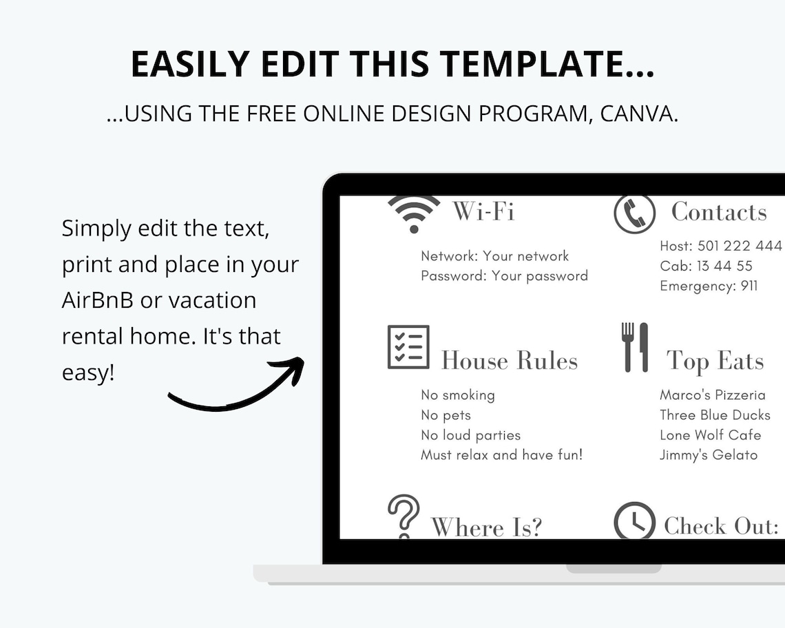 Airbnb Welcome Sign Airbnb Template. Rental Home Signage. - Etsy
