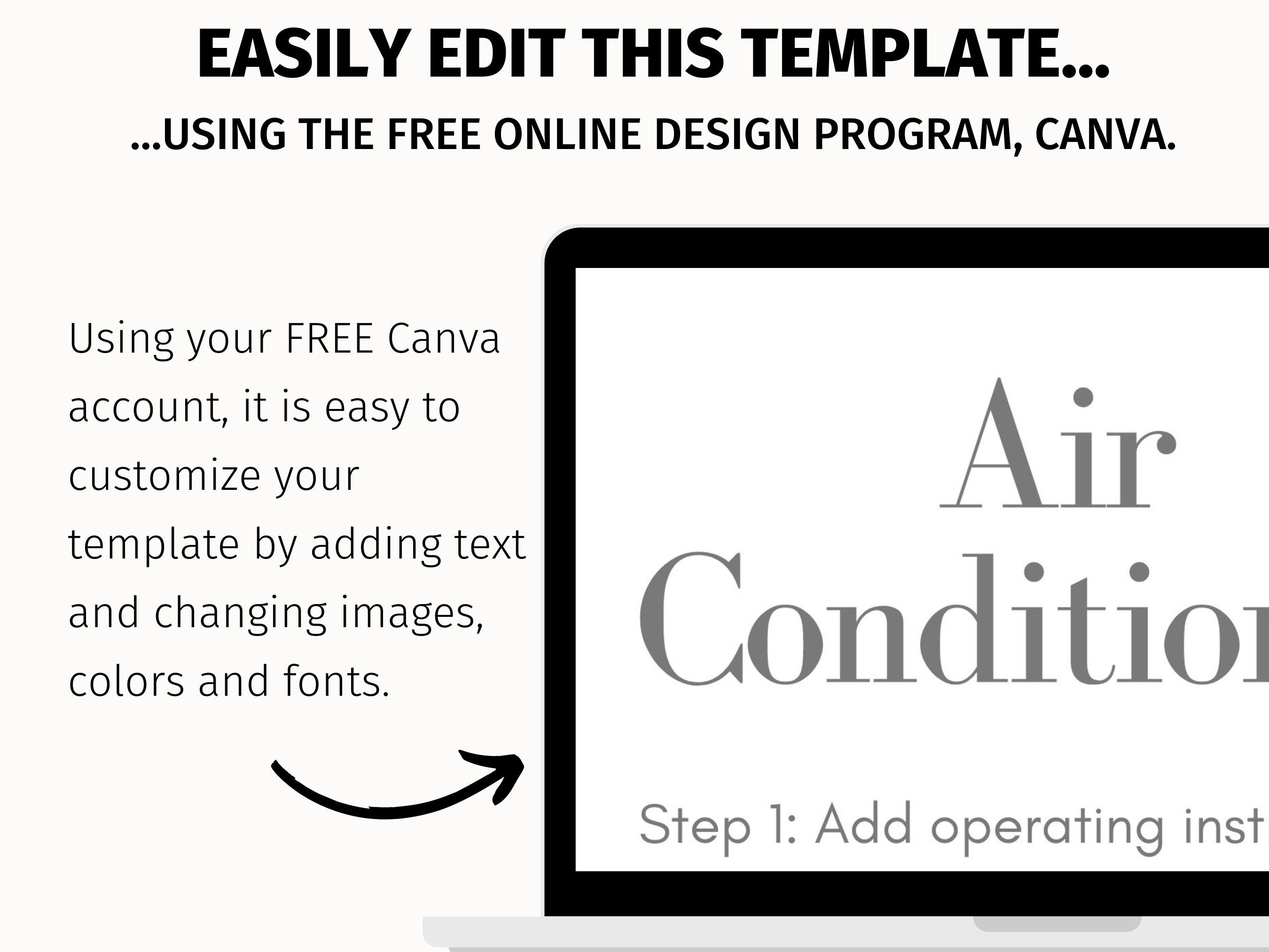 Airbnb Air Conditioner Sign | Airbnb Air Conditioner Instructions ...