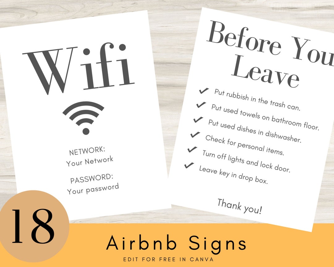 Airbnb Sign Bundle | Airbnb Signage | Airbnb House Rules | Airbnb Wifi ...