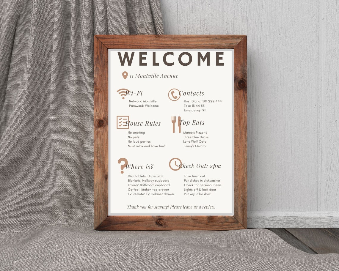 Airbnb Welcome Sign | Airbnb Template | Airbnb Signage | Airbnb Signs ...