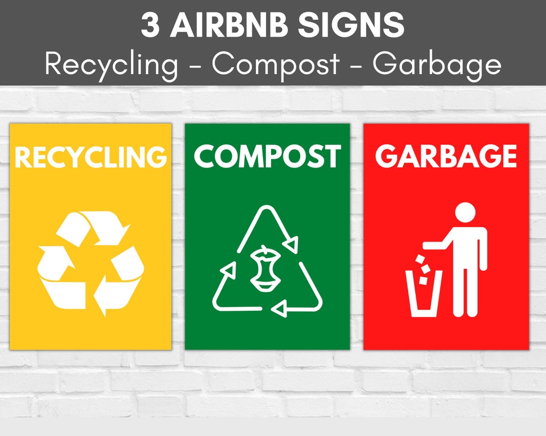 Señales de Airbnb / Señales de Reciclaje de Compost de Basura ...