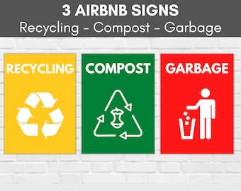 Airbnb Signs | Recycling Rubbish Compost Signs | Editable Airbnb ...