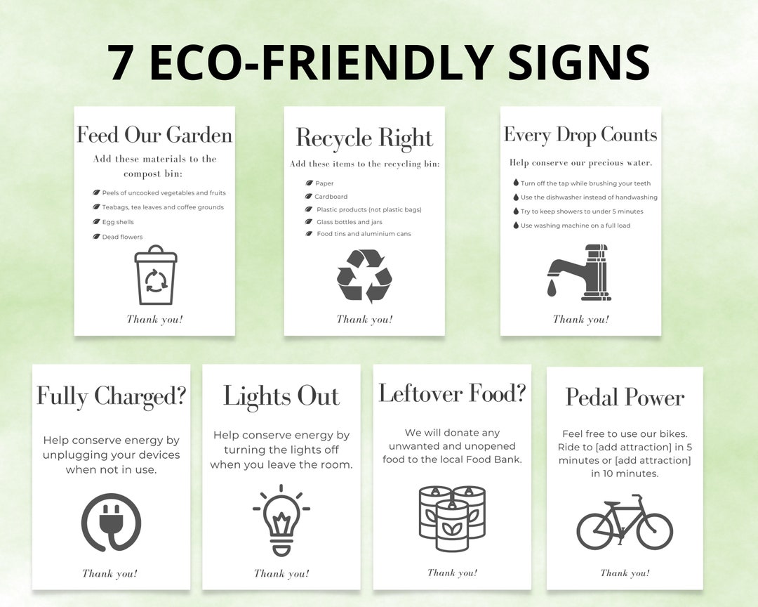 Eco-friendly Airbnb Sign Bundle | Airbnb Signage | Signs for Rental ...