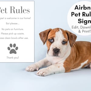 Airbnb Pet Rules Sign Template, Editable Airbnb Pet Sign, Airbnb Rules ...