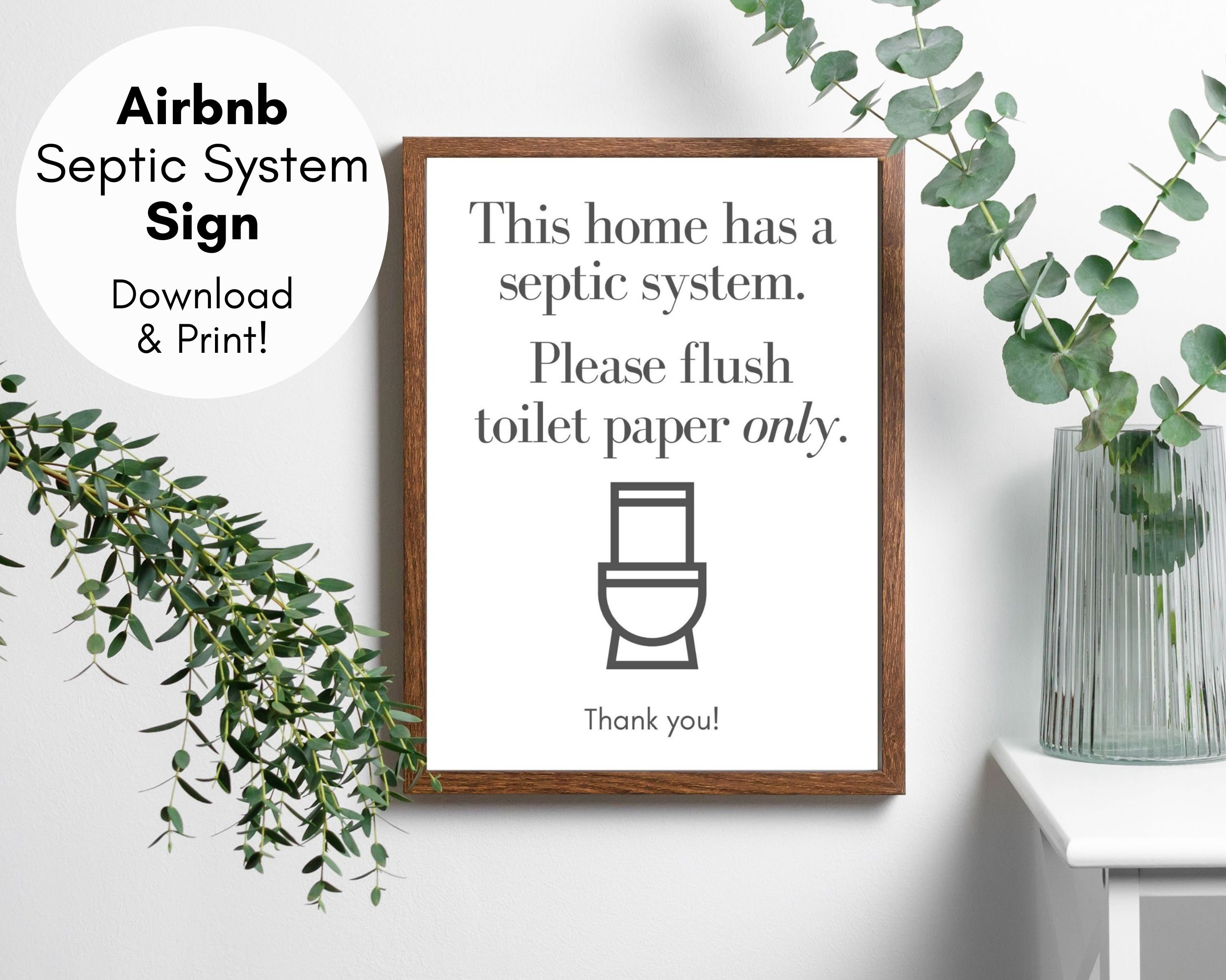Airbnb Septic System Sign | Airbnb Flush Sign | Airbnb Toilet Sign ...