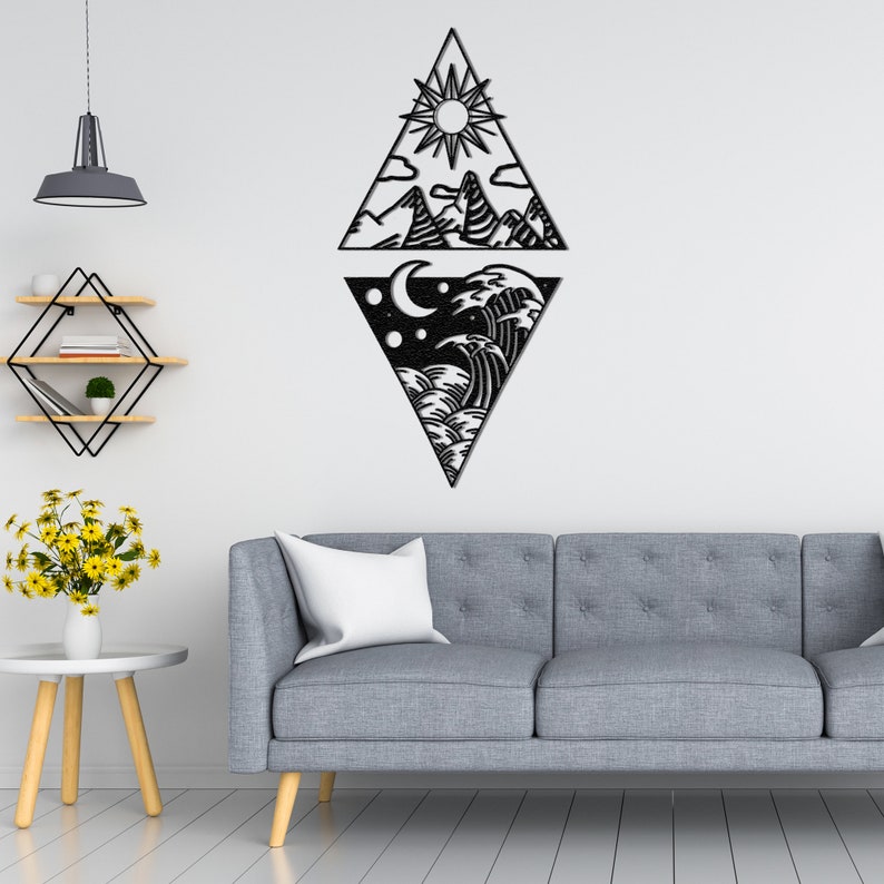 Day and Night Metal Wall Decor Moon and Sun Wall Art - Etsy