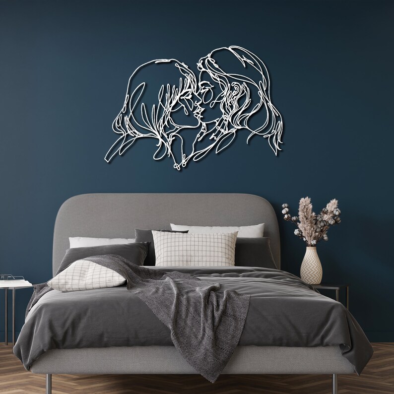 Lesbian Couple Metal Wall Decor Kissing Gays Minimalist Line Etsy
