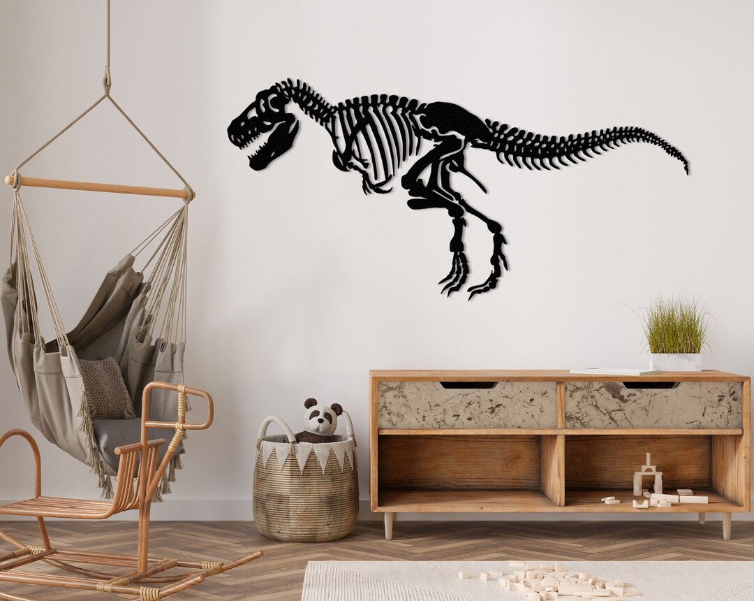 T-rex Metal Wall Decor, Prehistoric Minimalist Wall Art, Jurassic Park ...