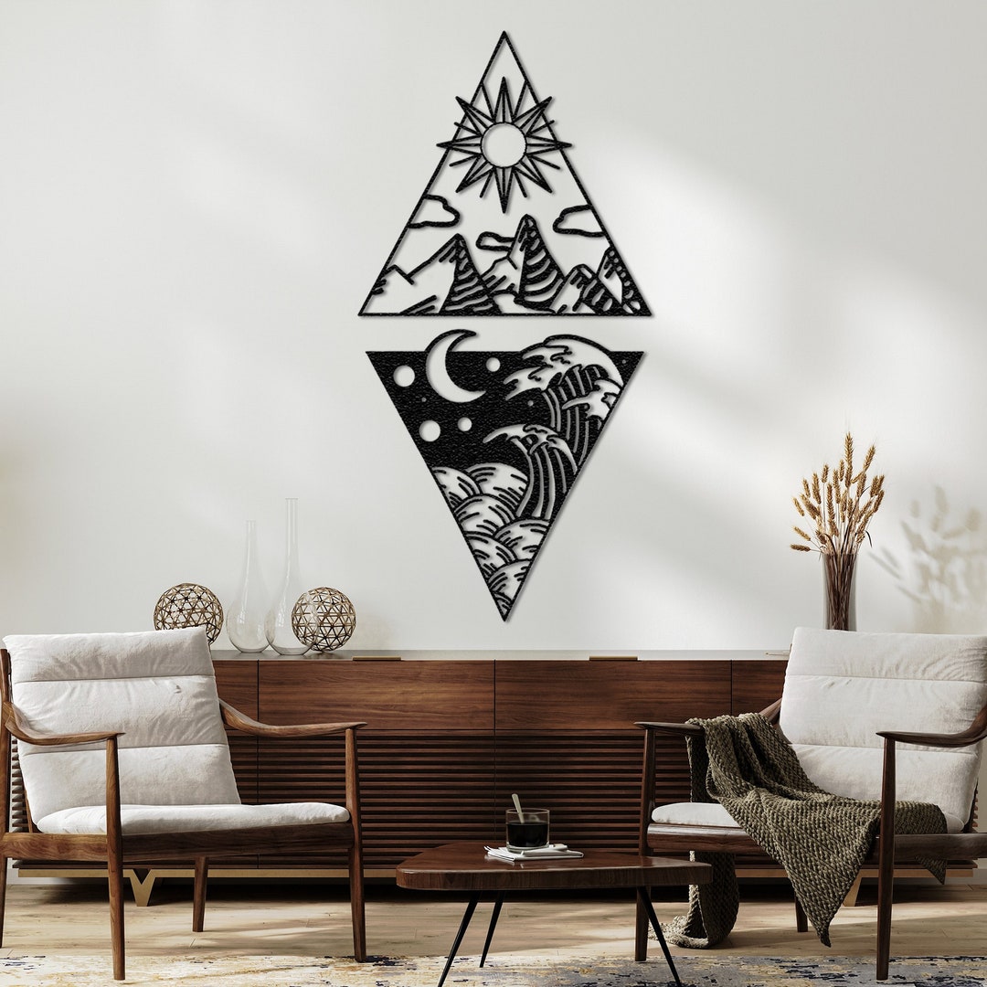 Day and Night Metal Wall Decor Moon and Sun Wall Art - Etsy