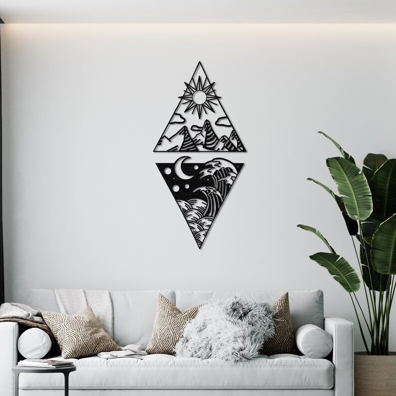 Day and Night Metal Wall Decor Moon and Sun Wall Art - Etsy
