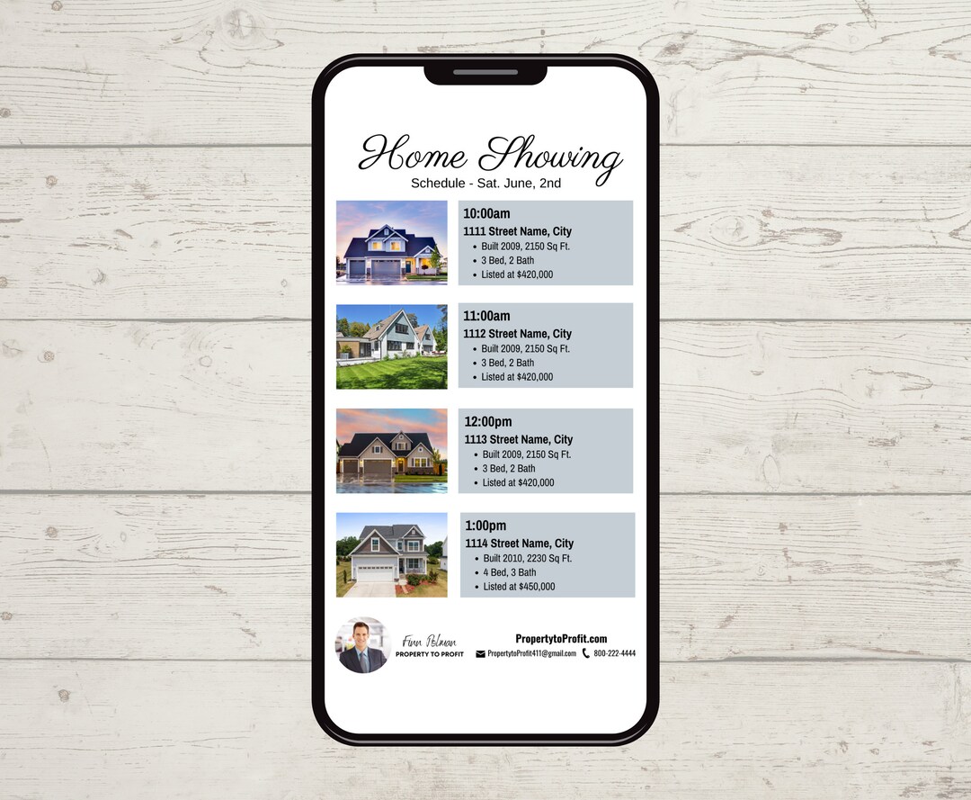 Textable Home Showing Schedule Real Estate Marketing Template - Etsy