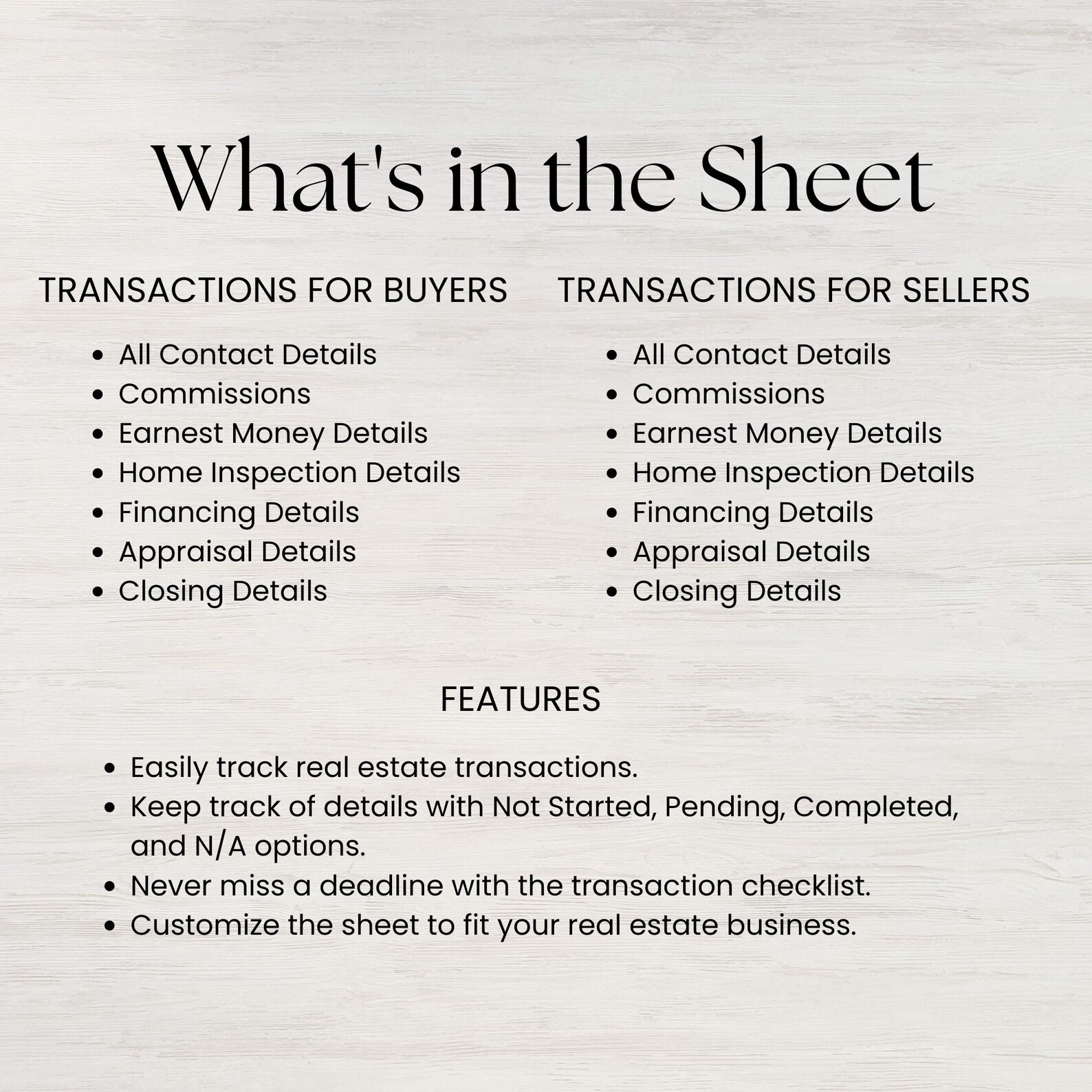 Real Estate Transaction Tracker | Transaction Coordinator Checklist ...
