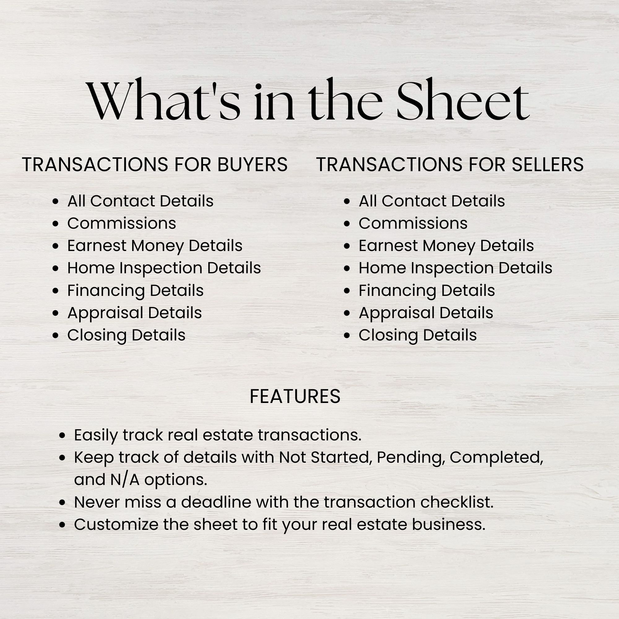 Real Estate Transaction Tracker | Transaction Coordinator Checklist ...