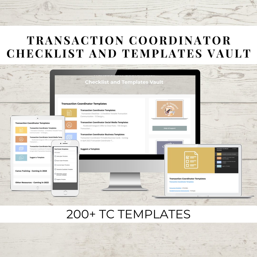 Transaction Coordinator Checklist and Templates Vault Real - Etsy