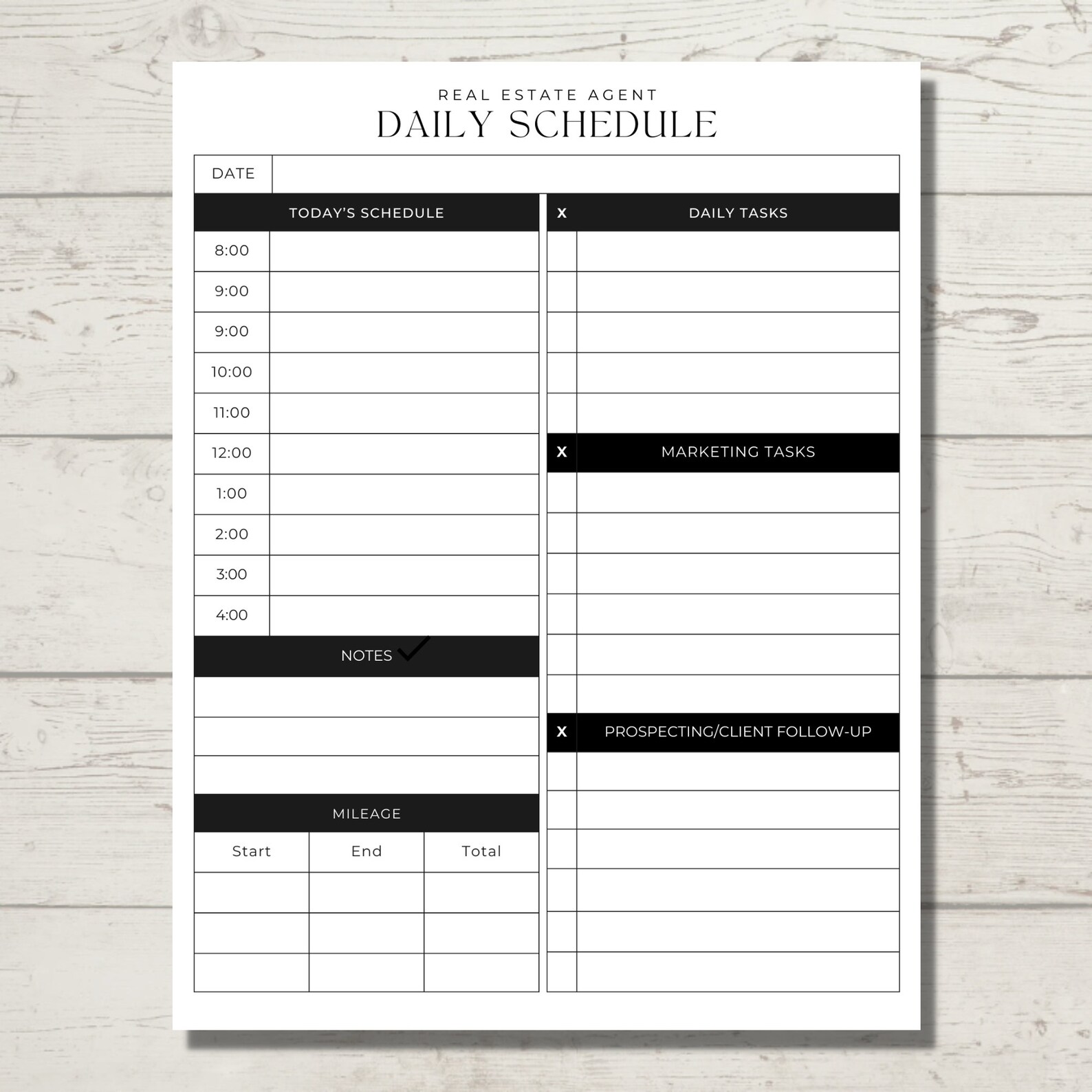 Real Estate Agent Daily Checklist and Business Planner: Edit in Canva ...