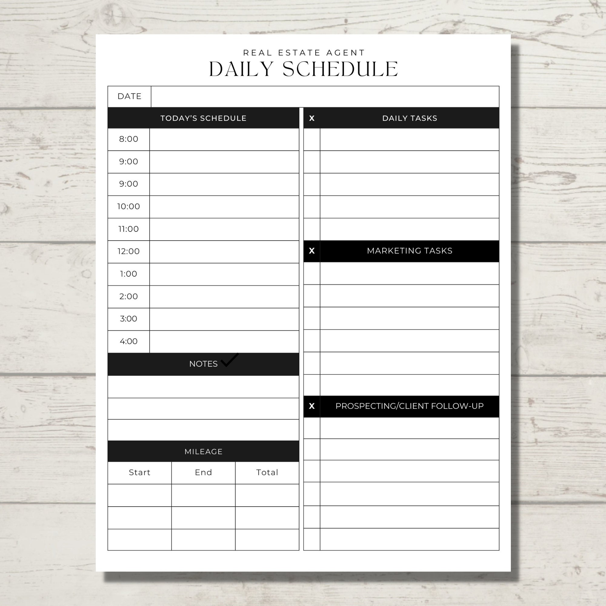 Real Estate Agent Daily Checklist and Business Planner: Edit in Canva ...