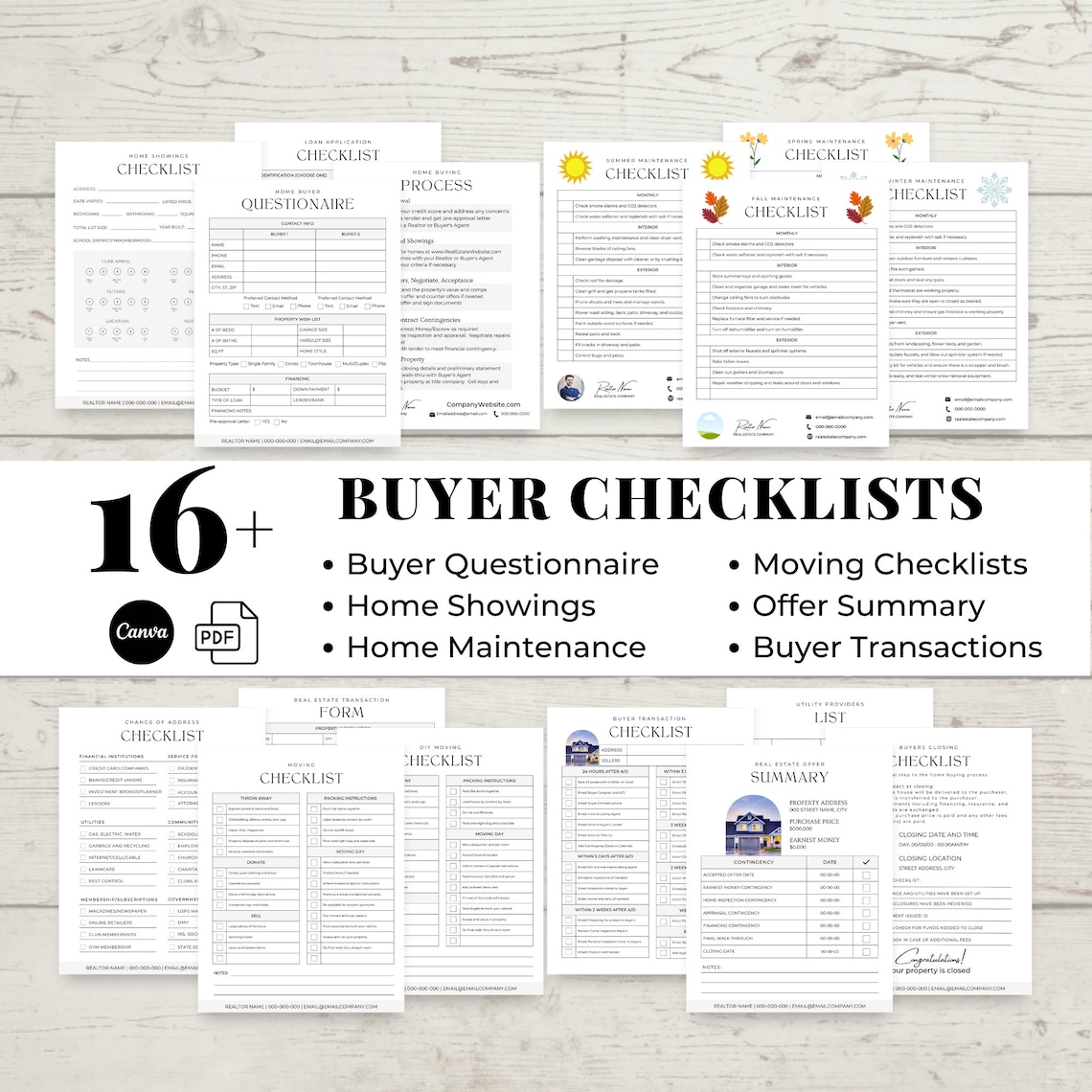 Real Estate Home Buyer Checklist Template Bundle | Checklists for Realtors | Home Maintenance ...