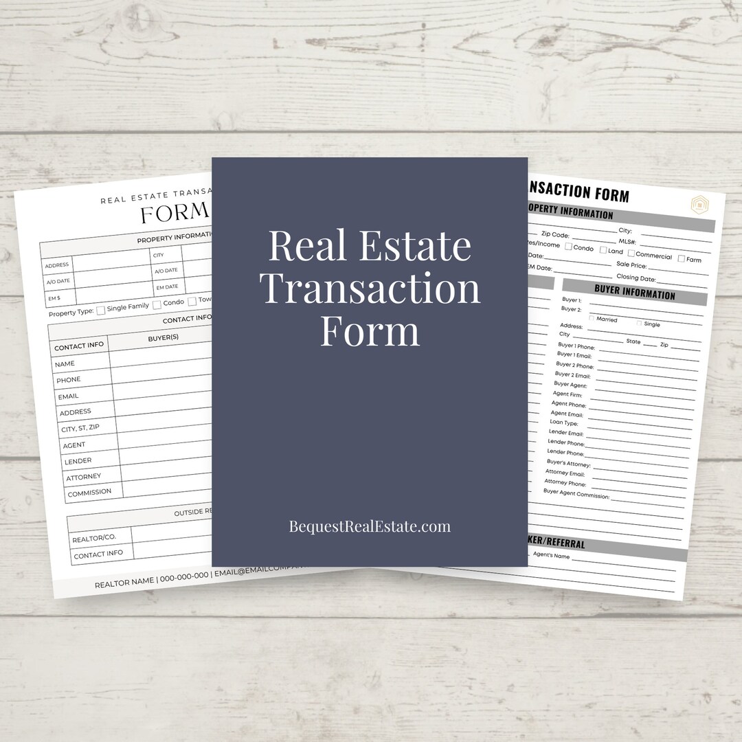 Real Estate Transaction Form for Buyers and Sellers, Fillable Pdf ...