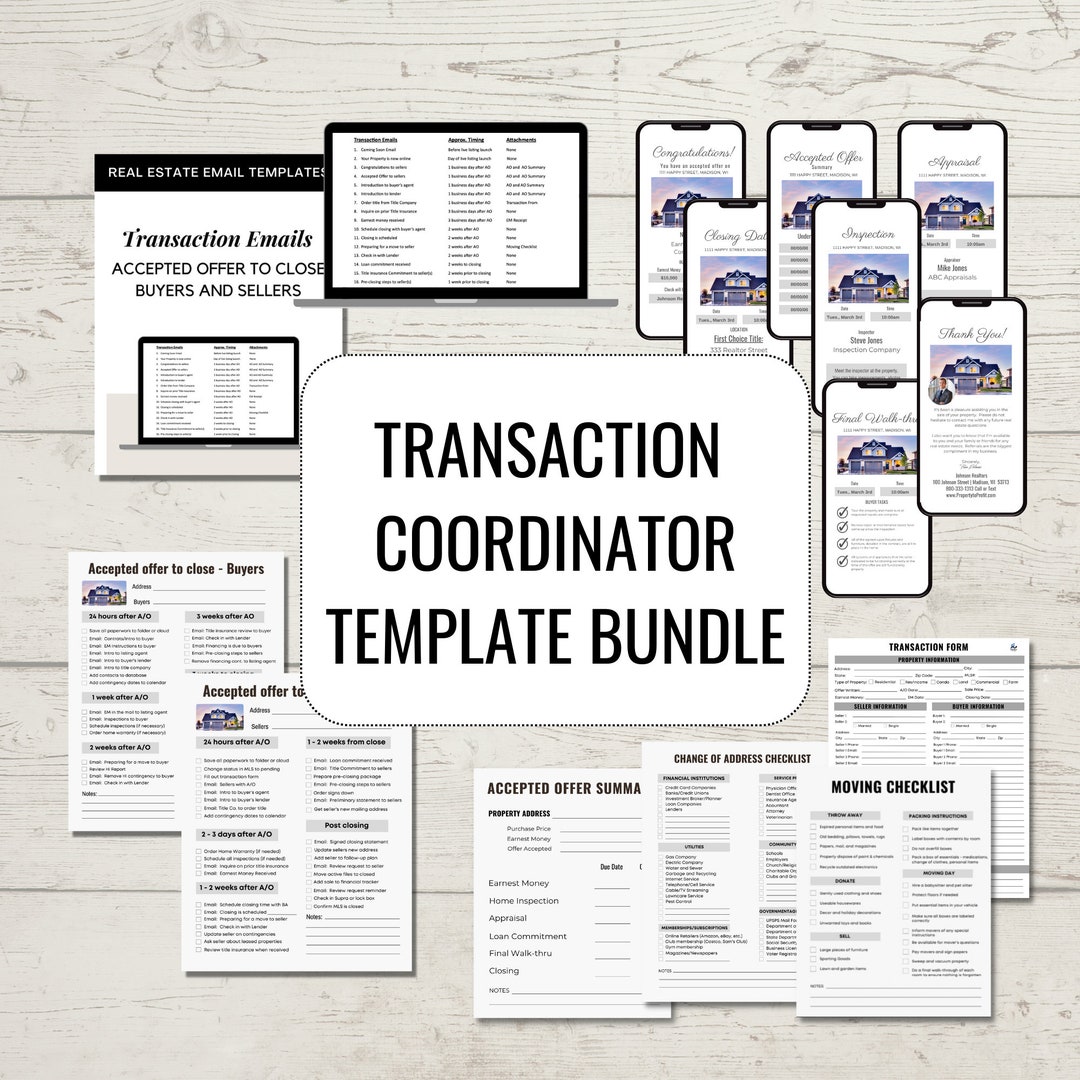 Real Estate Transaction Coordinator Template Bundle | Transaction ...