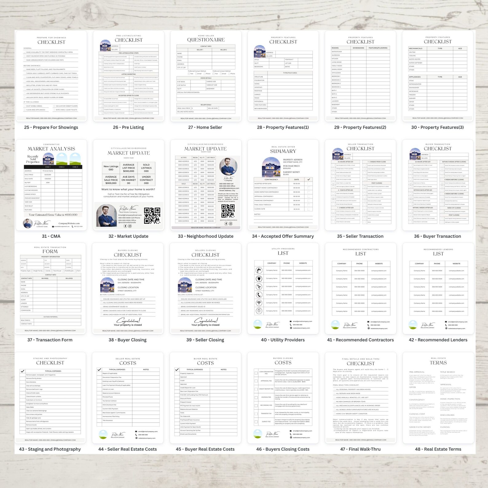 Real Estate Checklist Template Bundle | Checklists for Realtors | Home ...
