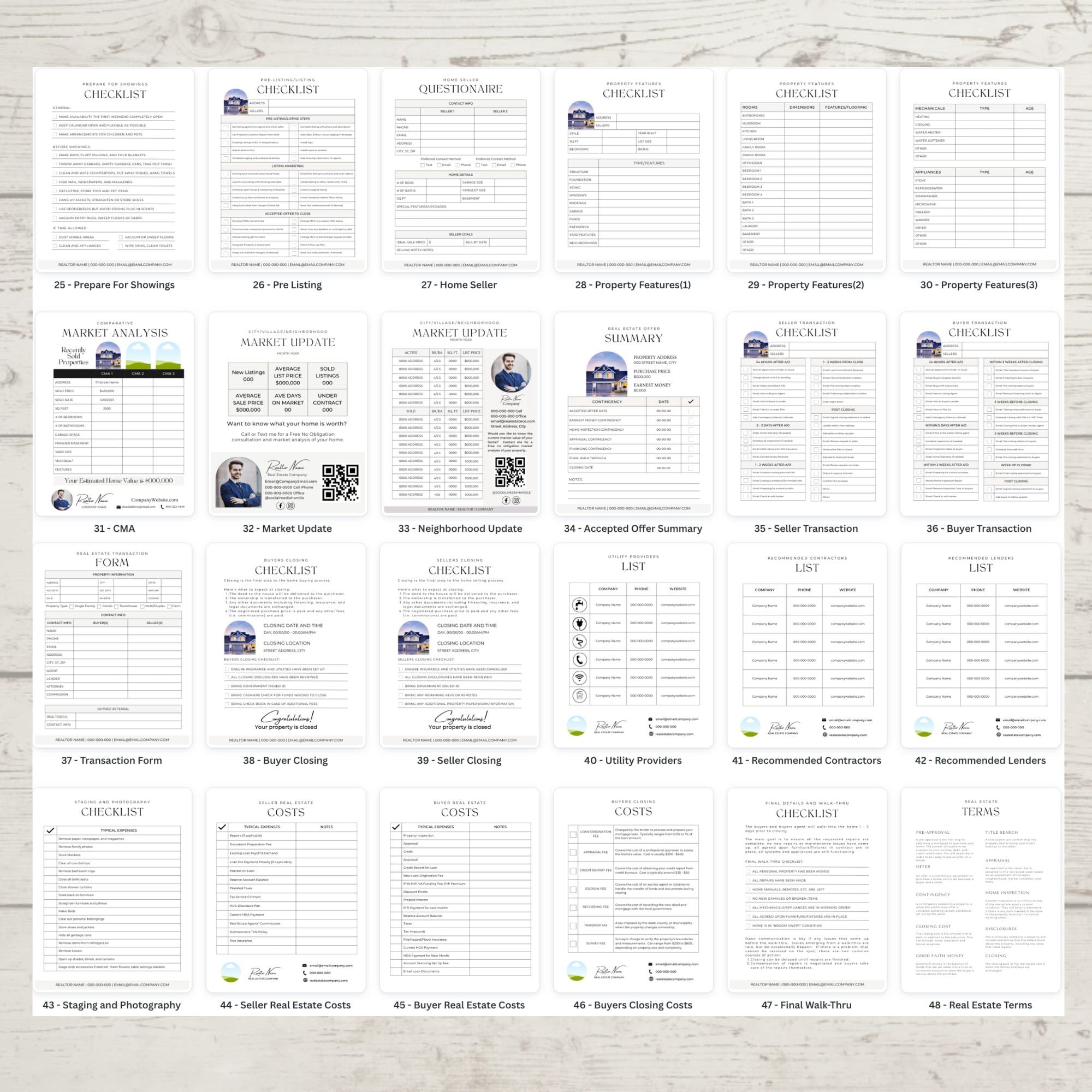 Real Estate Checklist Template Bundle | Checklists for Realtors | Home ...