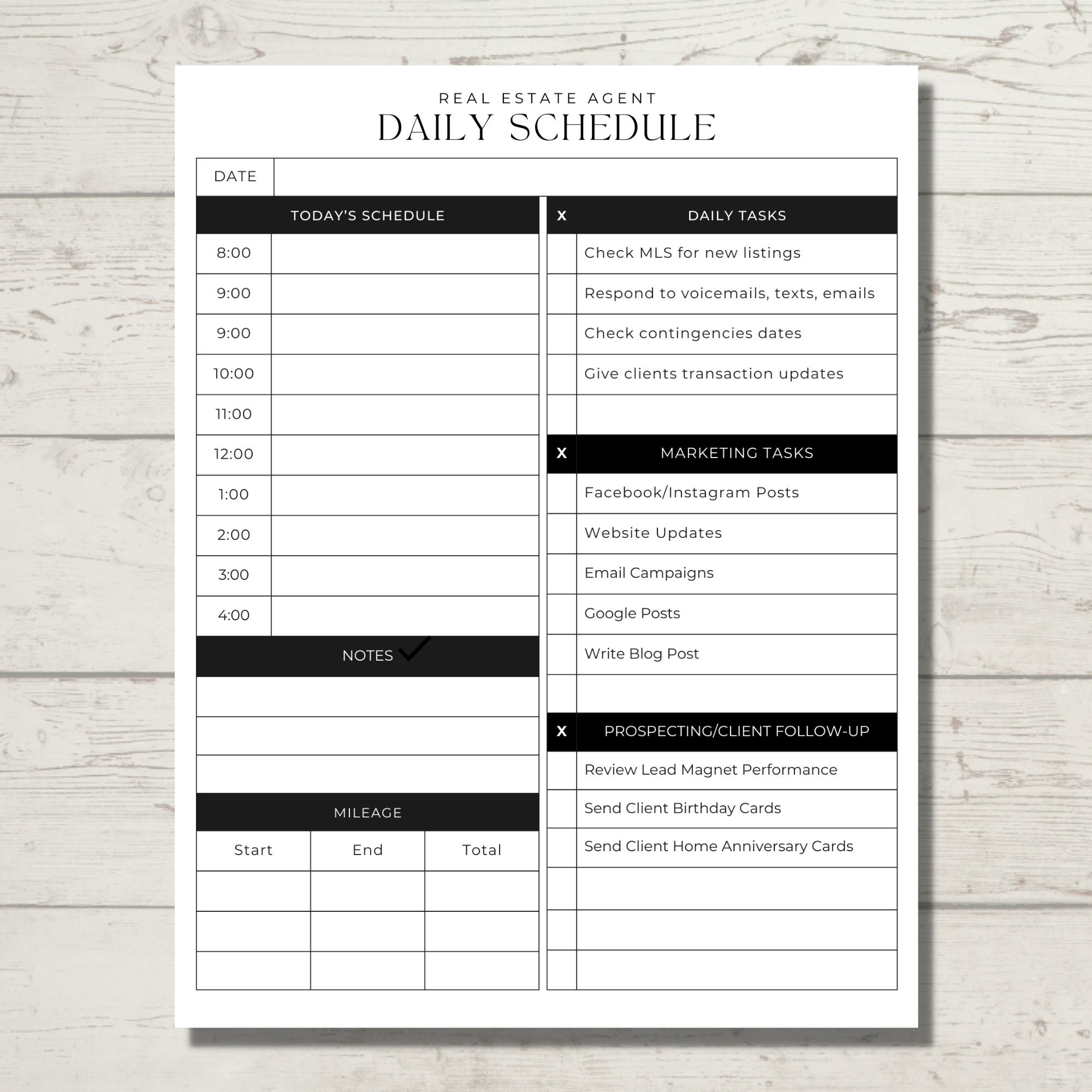 Real Estate Agent Daily Checklist and Business Planner: Edit in Canva ...