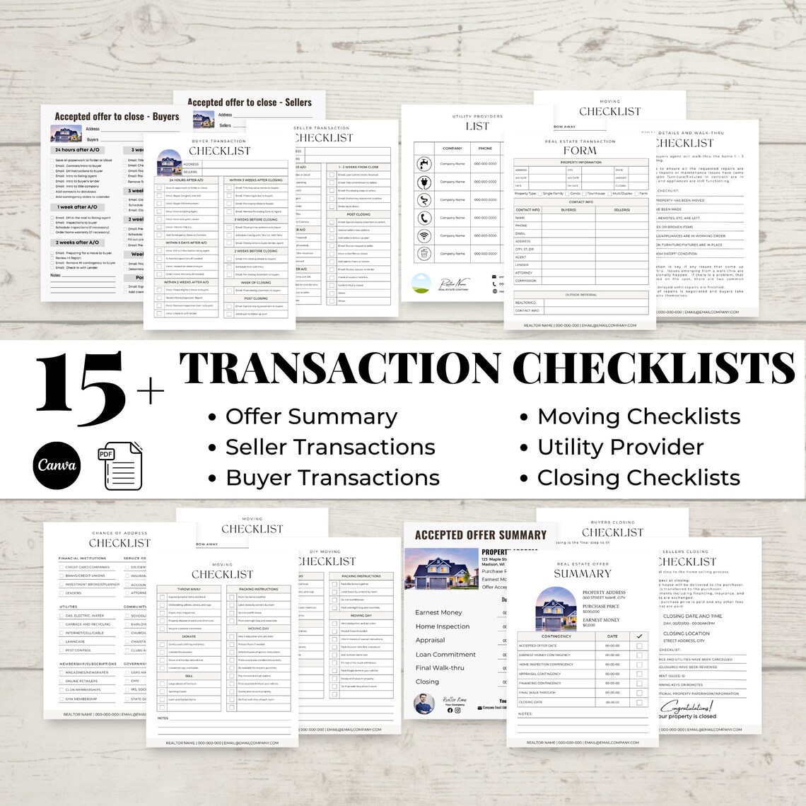 Real Estate Transaction Checklists Template Bundle | Checklists for ...