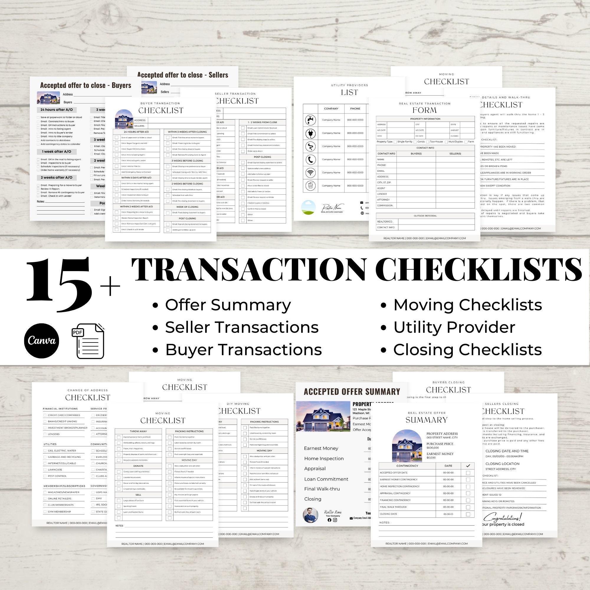 Real Estate Transaction Checklists Template Bundle | Checklists for ...