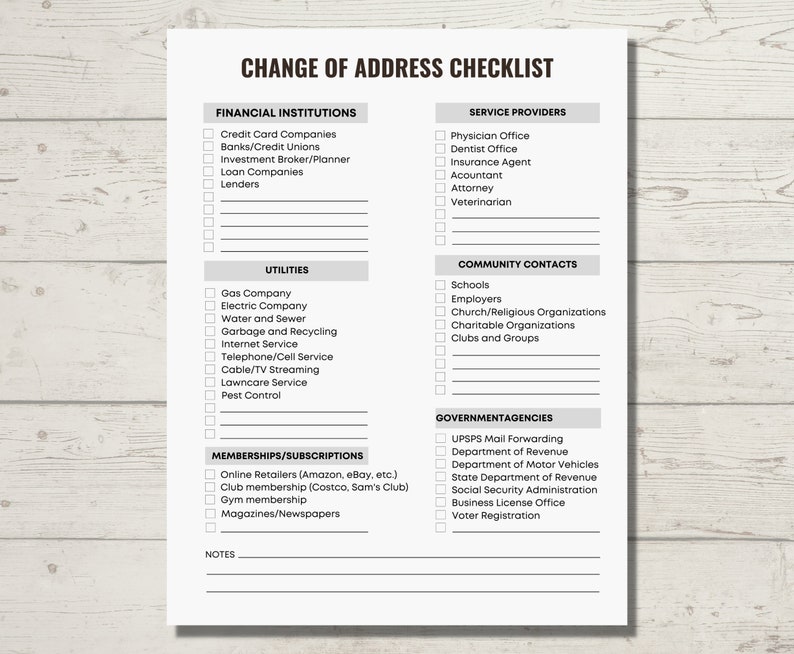 Change of Address Checklist Real Estate Template Editable in - Etsy