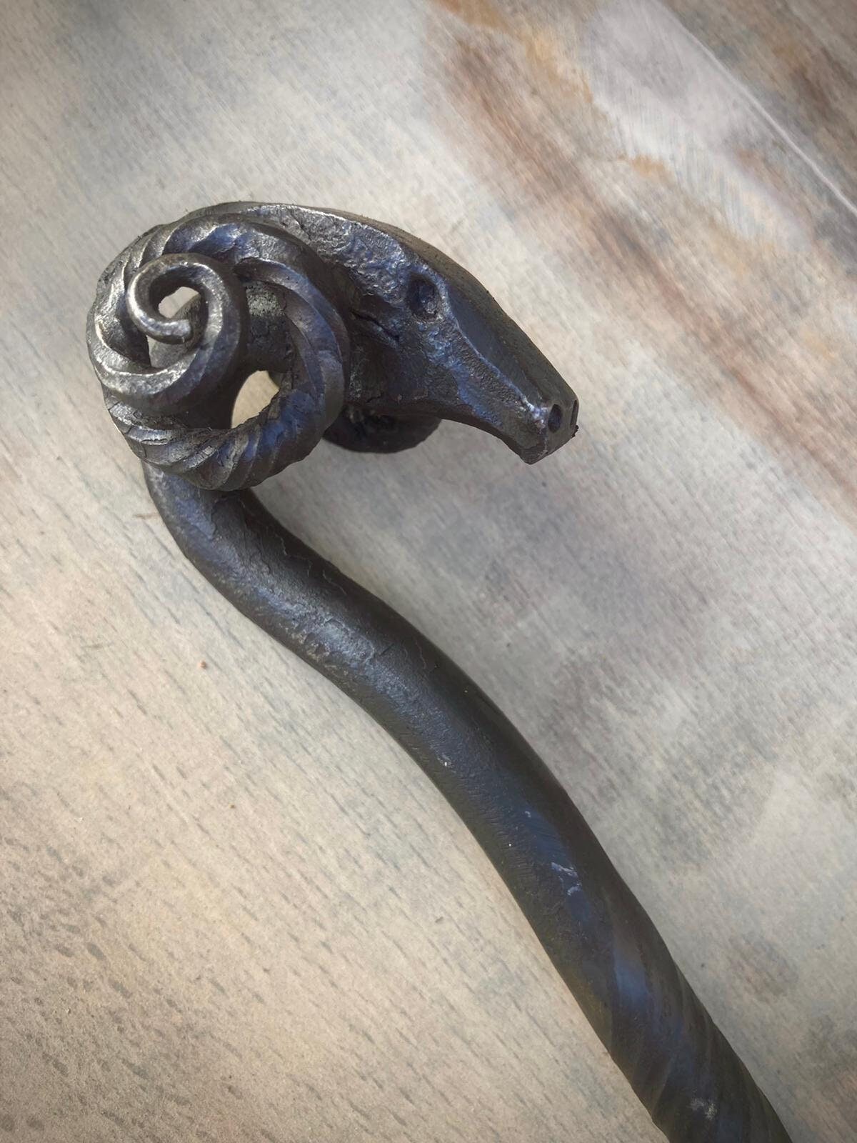 Hand Forged Metal Ram Head Fire Poker - Etsy UK
