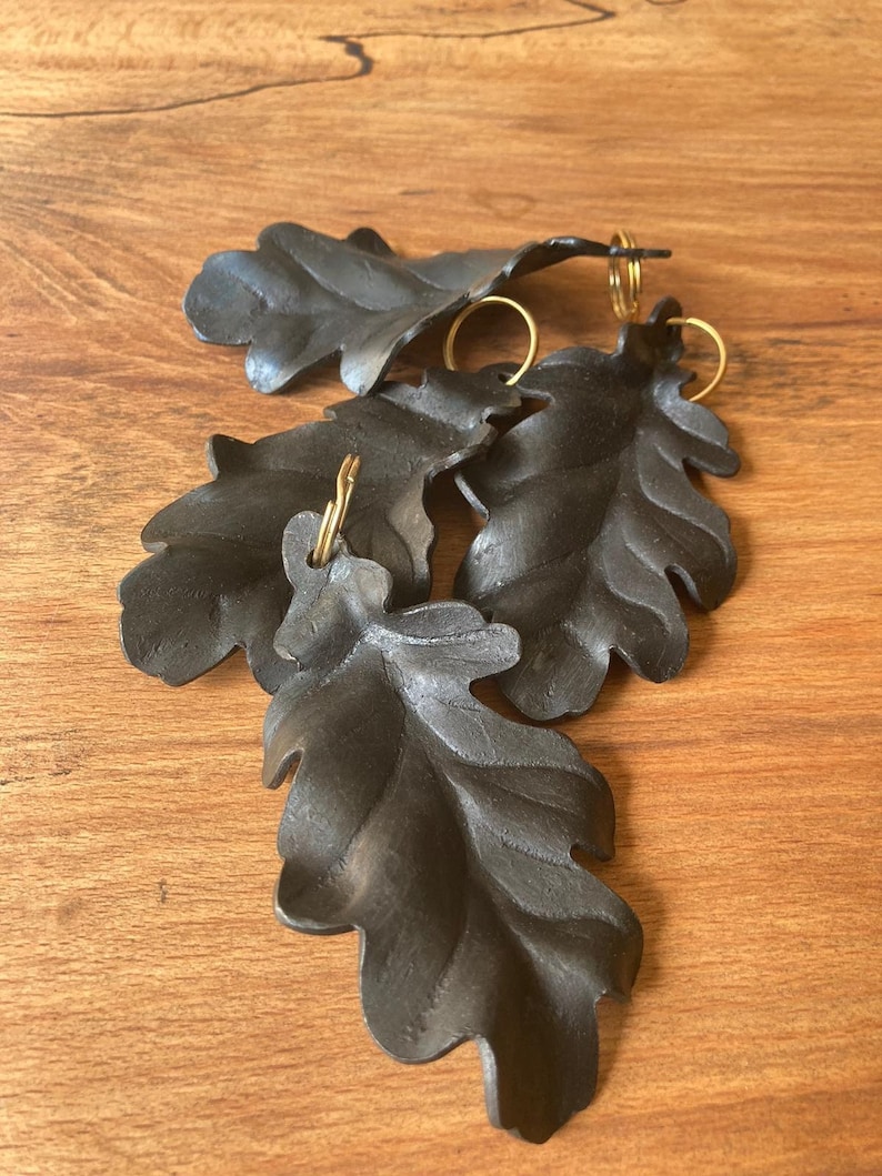 Hand Forged Metal Oak Leaf Keyring - Etsy UK